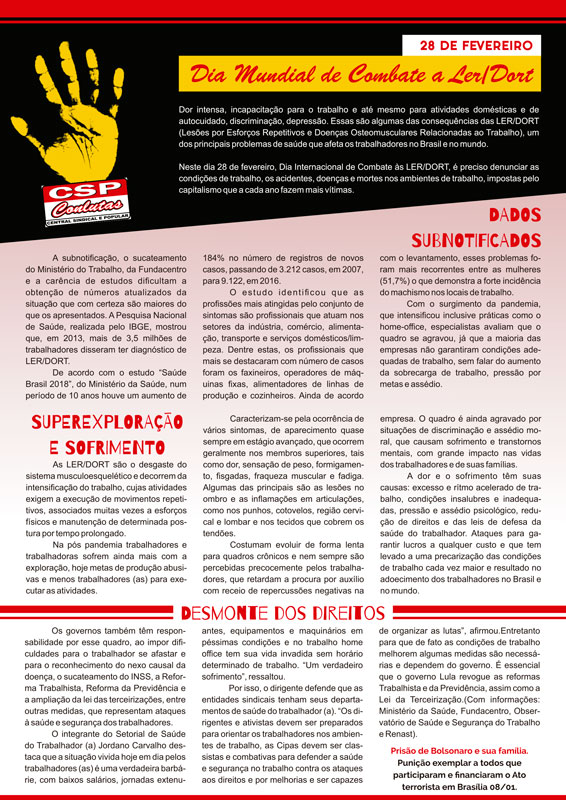 28 de fevereiro: Dia Mundial de Combate às LER/DORT; Doenças são ...